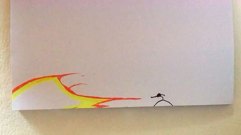 纸上火柴人手绘翻页动画,很强的特效火焰!