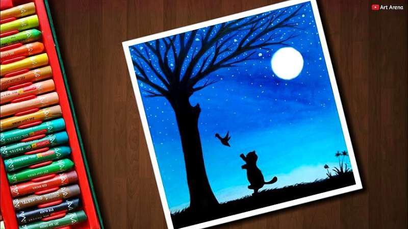 初学者入门可学的绘画视频教程,教你绘制可爱的小猫捕捉鸟儿风景