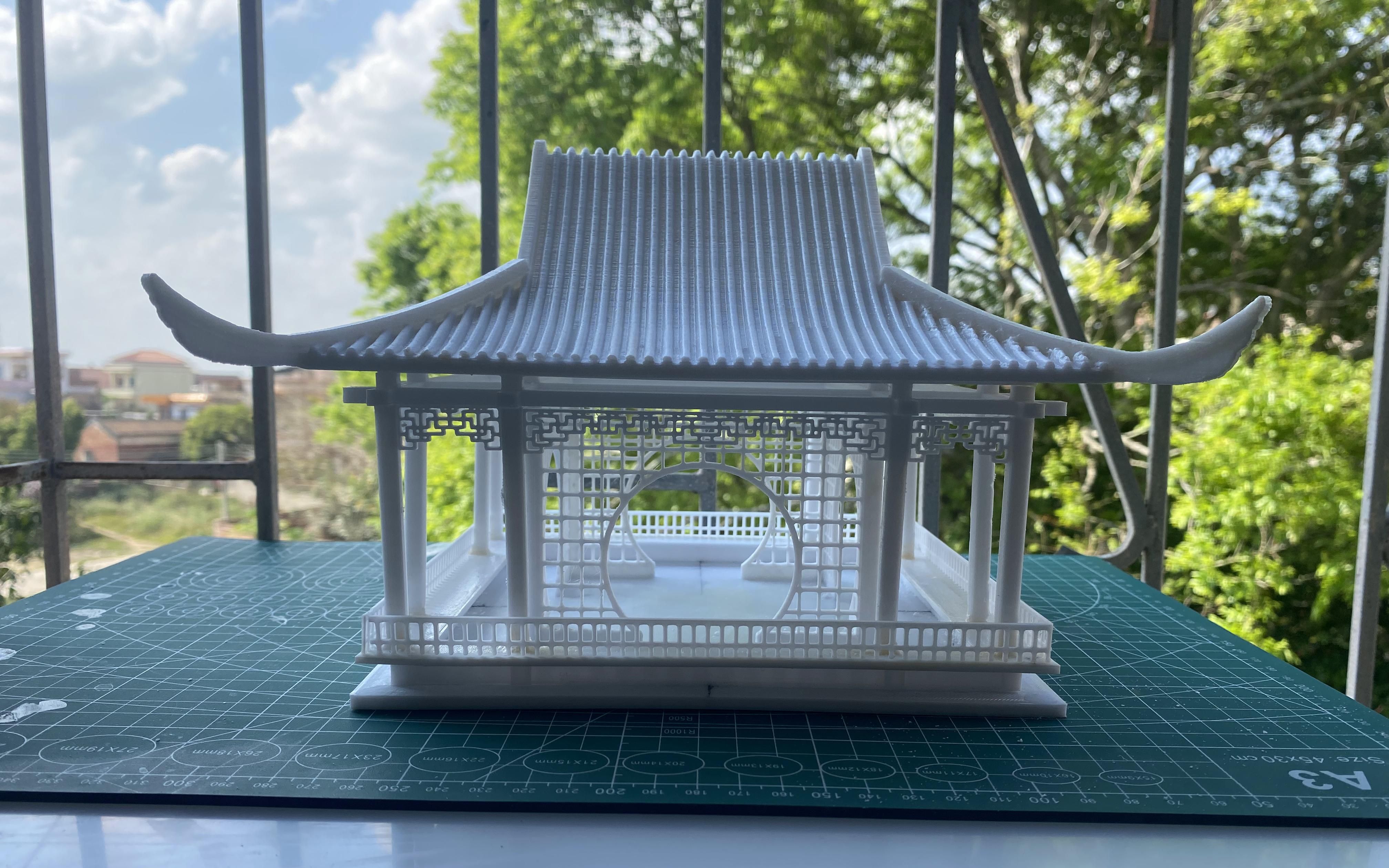 DIY创意手工制作中式古建筑模型水中阁楼鱼缸造景(样式二)