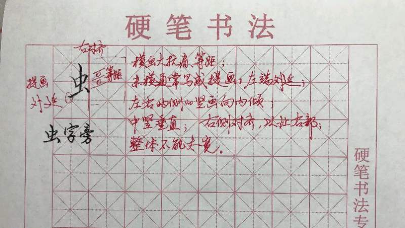 百忍斋主·张永新老师原创作品·硬笔书法偏旁部首虫字旁的写法