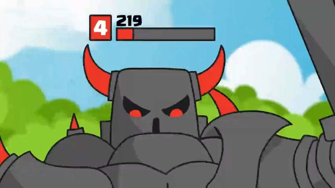 皇室战争动画片:超能皮卡超人被三个小骷髅打空了血