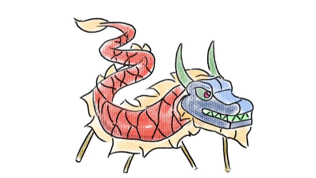 教大家画一个传统的舞龙卡通漫画教程