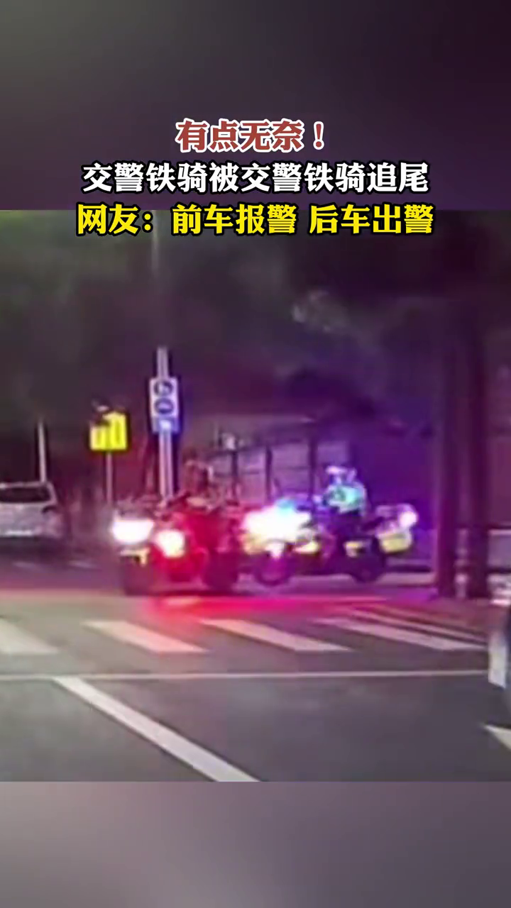 有点无奈!交警铁骑被交警铁骑追尾,网友:前车报警,后车出警