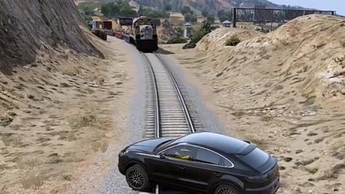 3D动画还原火车撞汽车的经过,现实中我不相信汽车司机命这么硬,早...