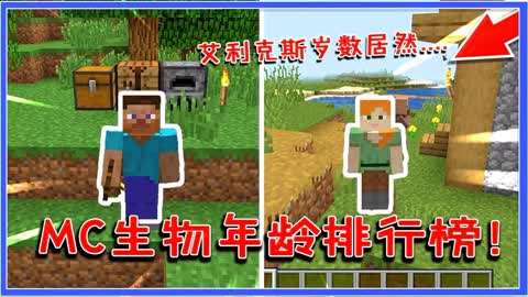 我的世界:MC生物年龄排行榜!原来艾利克斯比史蒂夫小这么多!