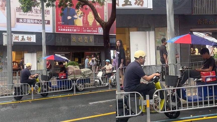 男子骑车逆行堵死一排车,无视鸣笛硬刚20分钟,镜头一转直呼人才
