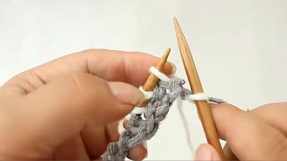 双色元宝针围巾的编织教学