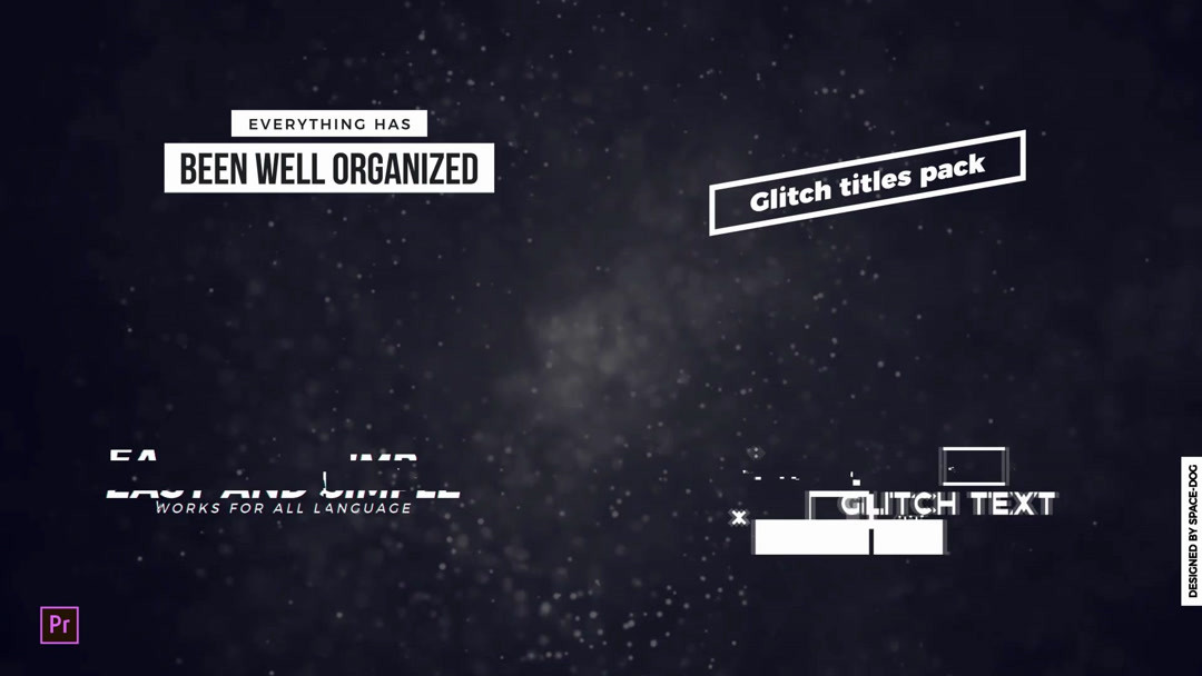 免费抖音风格抖动故障特效PR标题文字模板