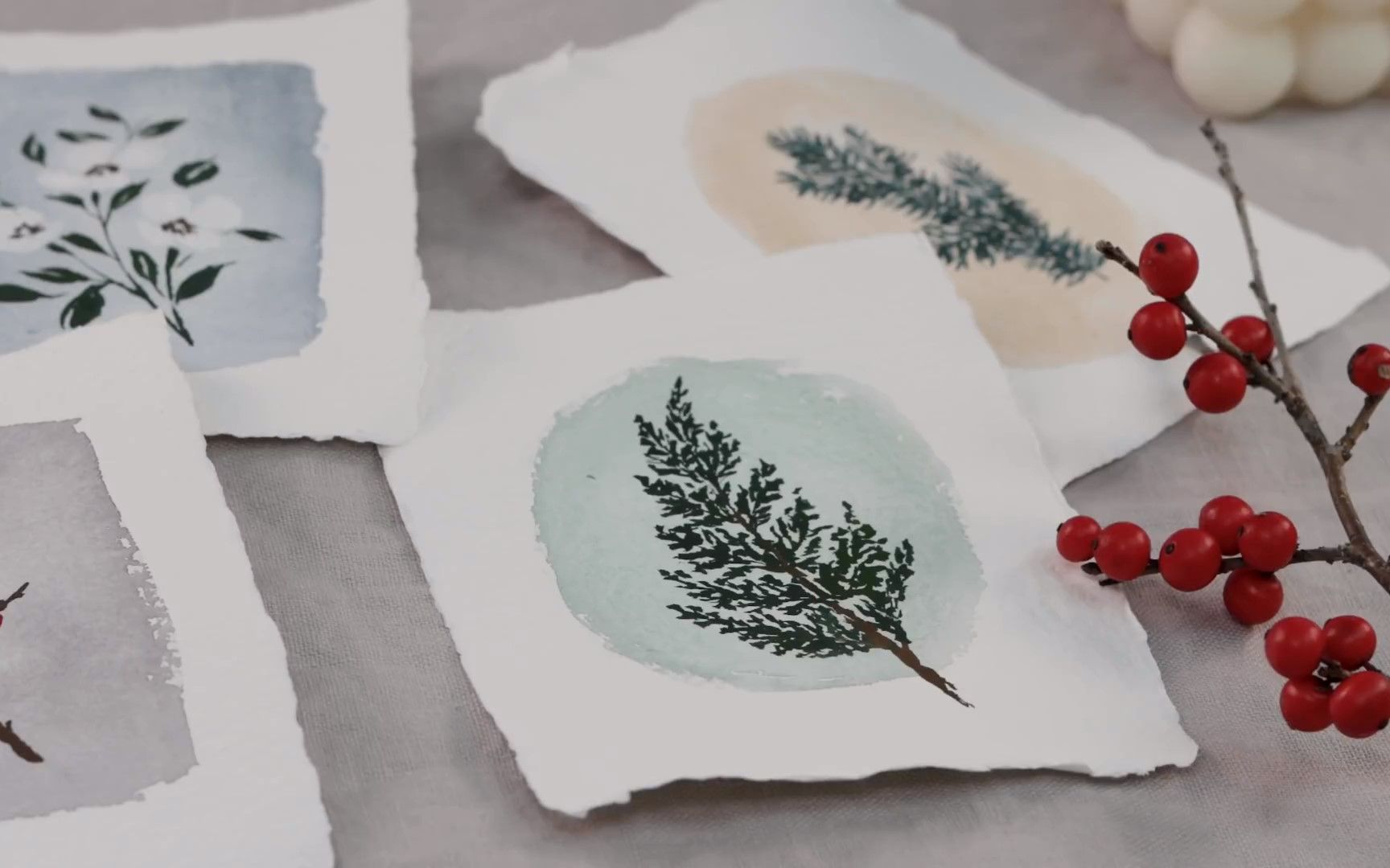 【水彩-水粉】简单的小画适合初学者--冬天的节日小物