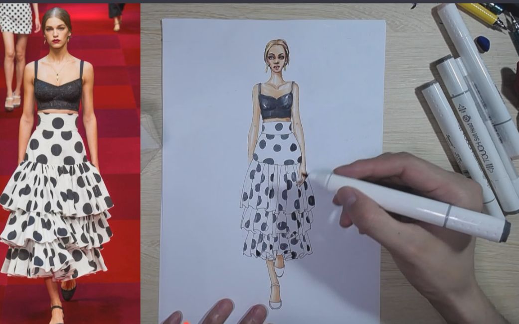 服装设计入门教程一 服装设计人物 人体模特9头长画法-2