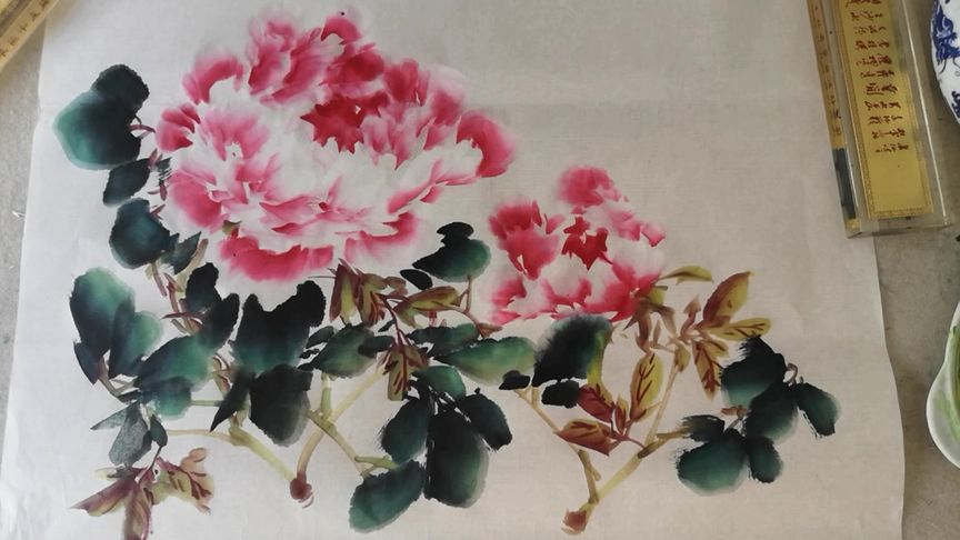 丹青纸墨轩:国画写意牡丹第12节,完整小品,10种国画牡丹画法一