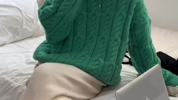 落肩袖粗毛线麻花加厚毛衣女2020冬季韩版保暖针织衫#麻花毛衣