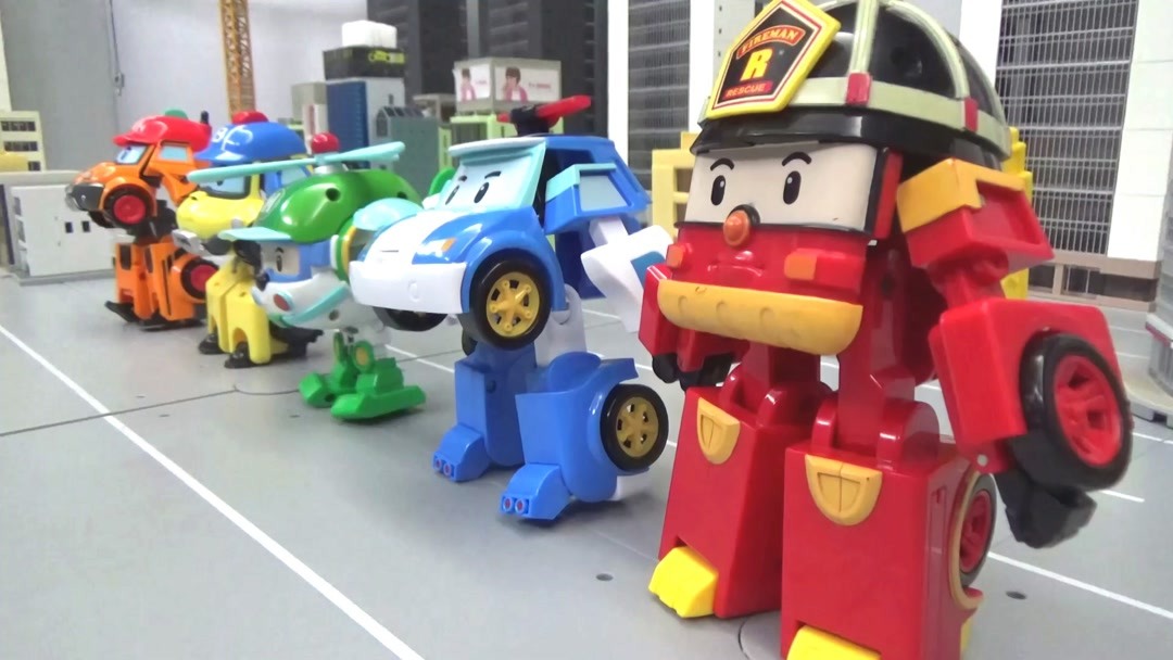 变形警车珀利玩具,大号变形版罗伊珀利海利巴基马克变形玩具