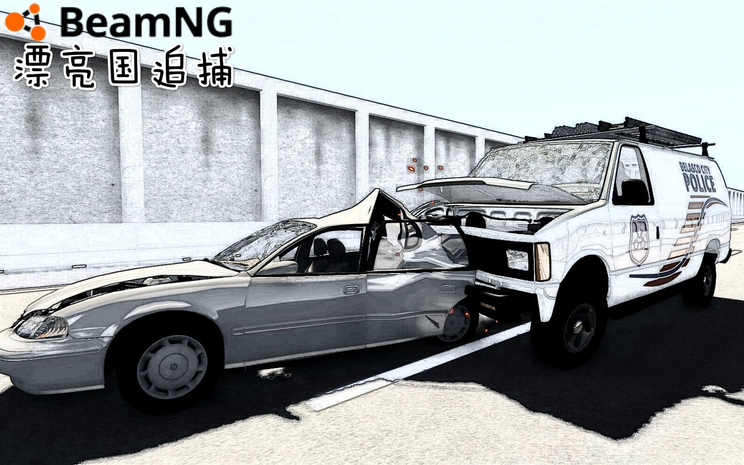 BeamNG交通事故合集#13 漂亮国单车追逐