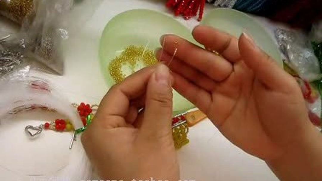 红绳手链手工手串编绳编织编法视频教程-16颗方片戒指-2