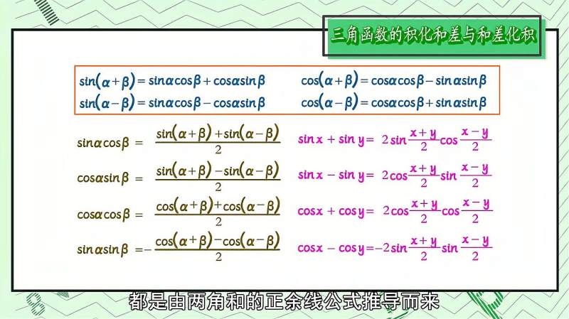 三角函数:三角函数的积化和差与和差化积