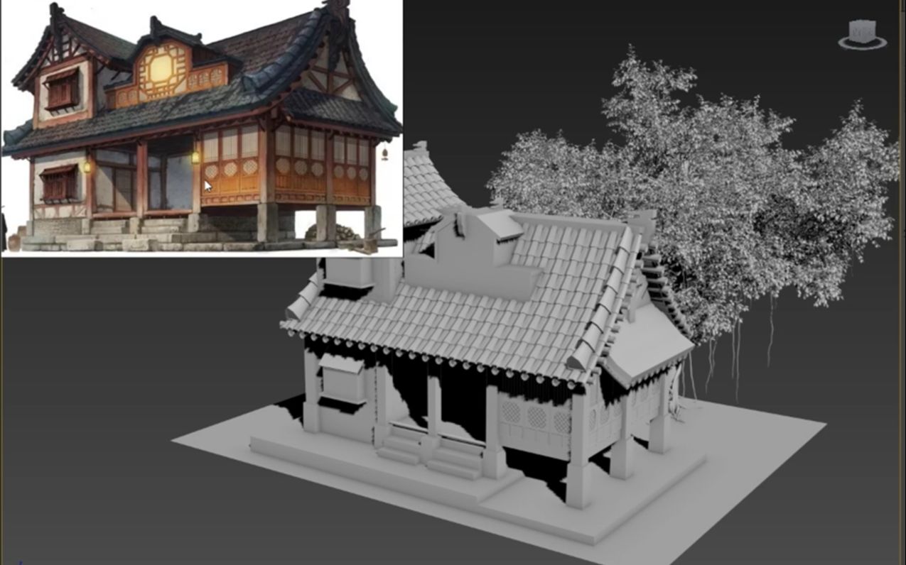 【3Dmax场景建模】次时代古风建筑房子模型制作,零基础布线技巧...