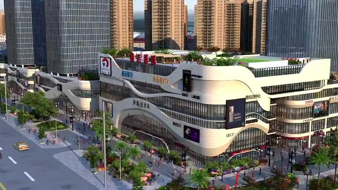 建筑漫游-商业综合体-异型-3d夜景动画