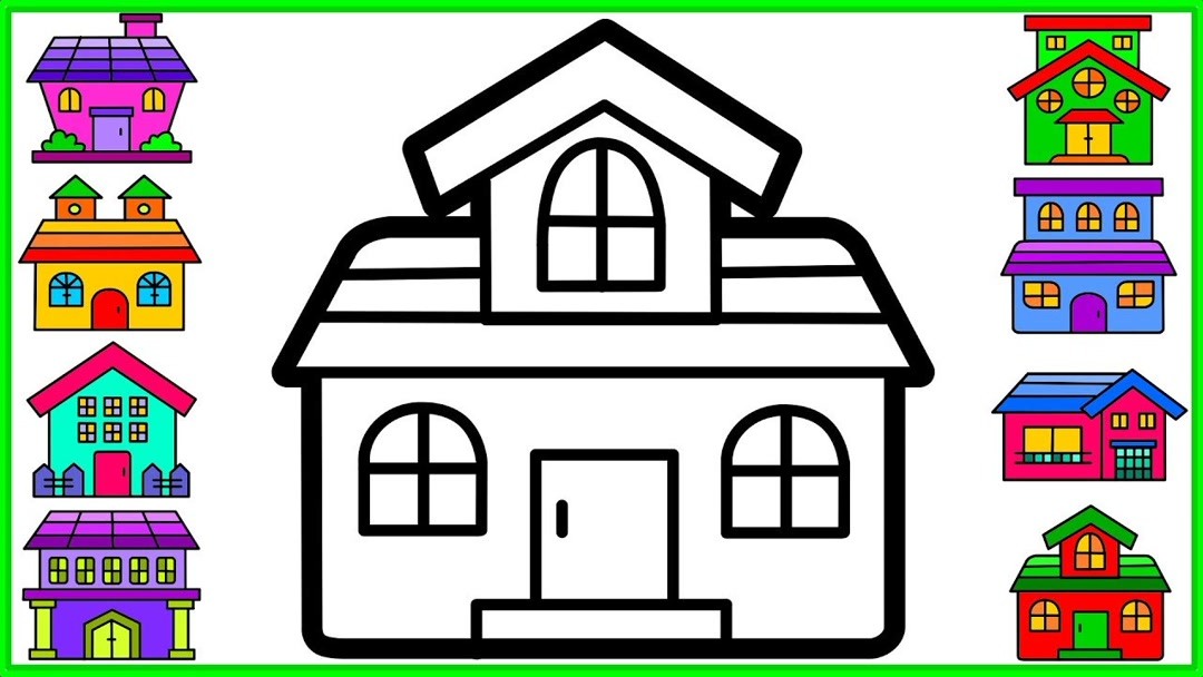 孩子一看就会画,幼儿简笔画上色教程:各种的颜色漂亮房子