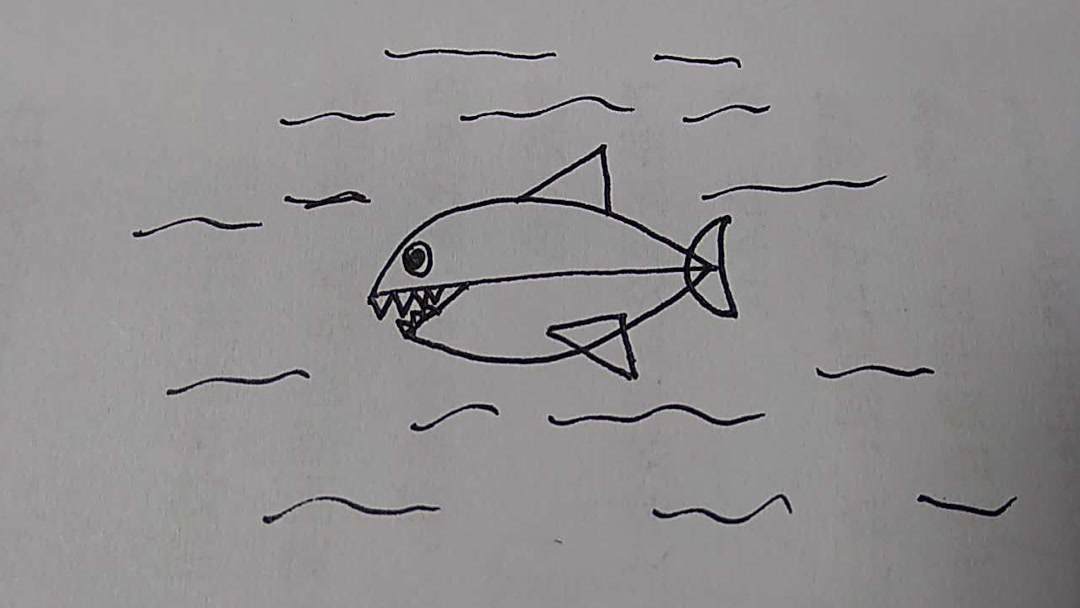 鲨鱼简笔画,看一遍就能学会