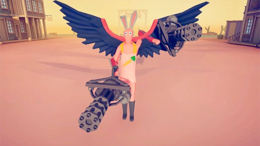 全面战争模拟器316:无敌兔子机枪侠,双持加特林谁都挡不住