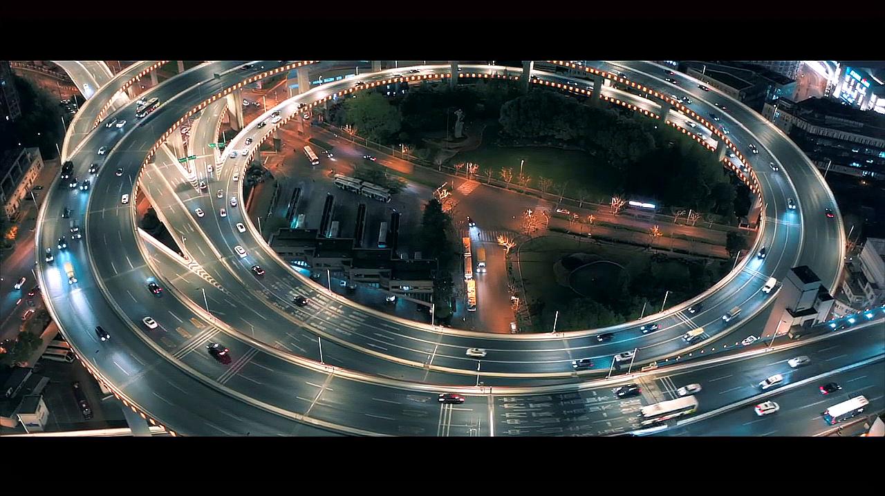 航拍夜景上海/CIIE中国国际进口博览会/上海解放70周年宣传片