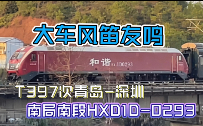 【大车风笛友鸣】南南HXD1D-0293牵引T397次通过龙川京九下行大...