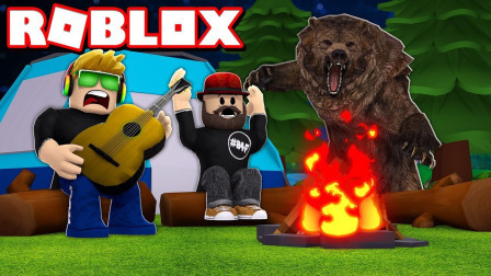 Roblox野营模拟器!躲到山洞遭遇狂暴巨兽袭击?面面解说
