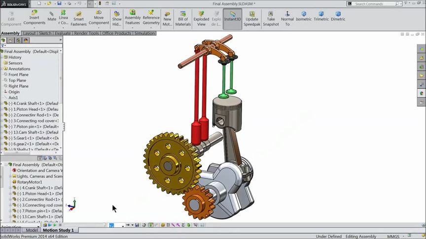 Solidworks案例教程:单缸发动机内部结构 #solidworks