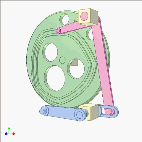 机构动画——将连续旋转转换为90度振动的机制