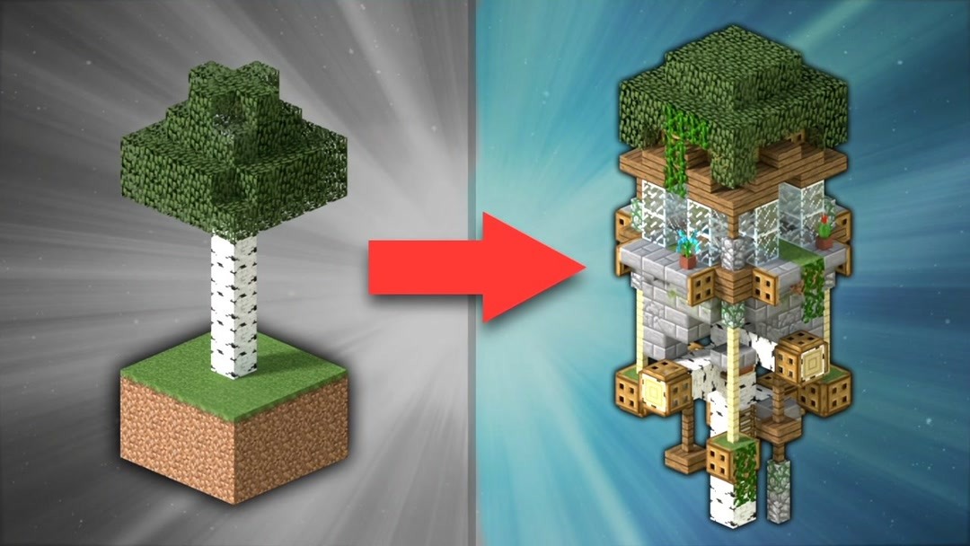 我的世界建筑教室:把一颗桦树变的超级豪华!大师级作品