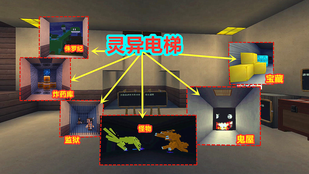 迷你世界:恐怖电梯模拟器,每一层场景都不一样,还有鬼屋!