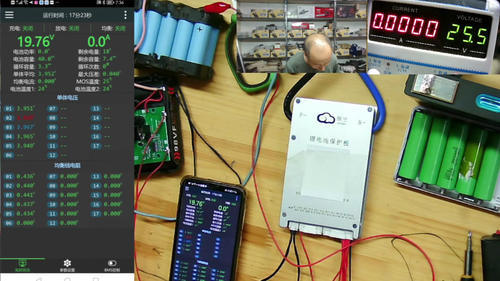 主动均衡保护板给充电钻锂电池充电!这样看充电是不是很直观呢
