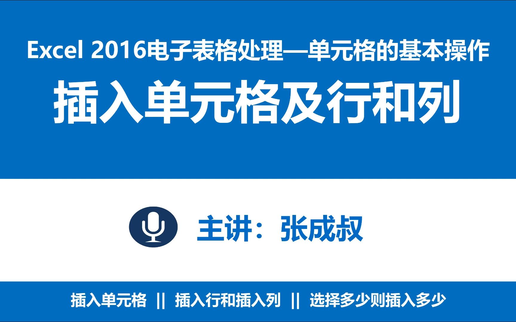 【张成叔主讲:Excel 2016】Excel 2016 第3章 单元格的基本操作 3-4-1 ...