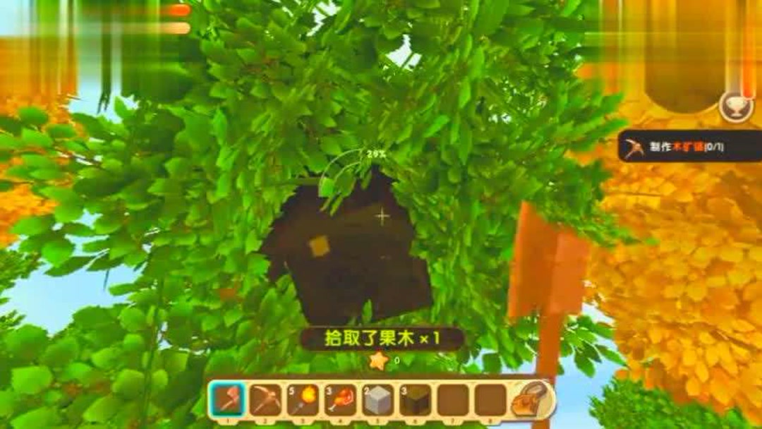 迷你世界12:获取木头,制作工具箱和木矿镐