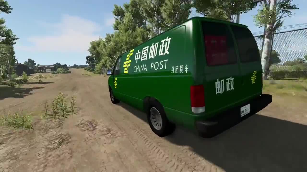 3吨快递货车开足马力在坑洼路面上测试超强悬挂性能,车祸模拟器