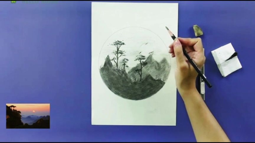 儿童素描创作基础课程:素描也可以简单画——黄山奇石