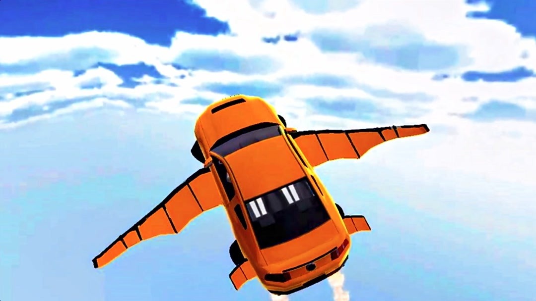 飞行汽车模拟器:汽车四周都是危险之处,直接展开翅膀起飞!