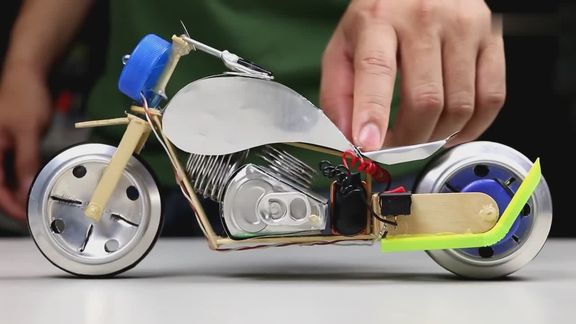 mini摩托车模型制作,DIY自制摩托车玩具