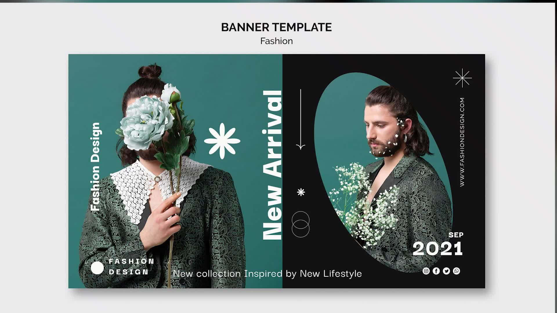 时尚大气INS风杂志风服装女装网页Banner海报版式设计模板PSD素材