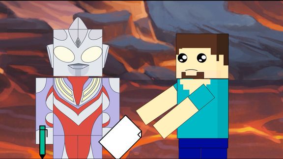 我的世界格斗动画第41集:迪迦登场,史蒂夫要奥特曼签名