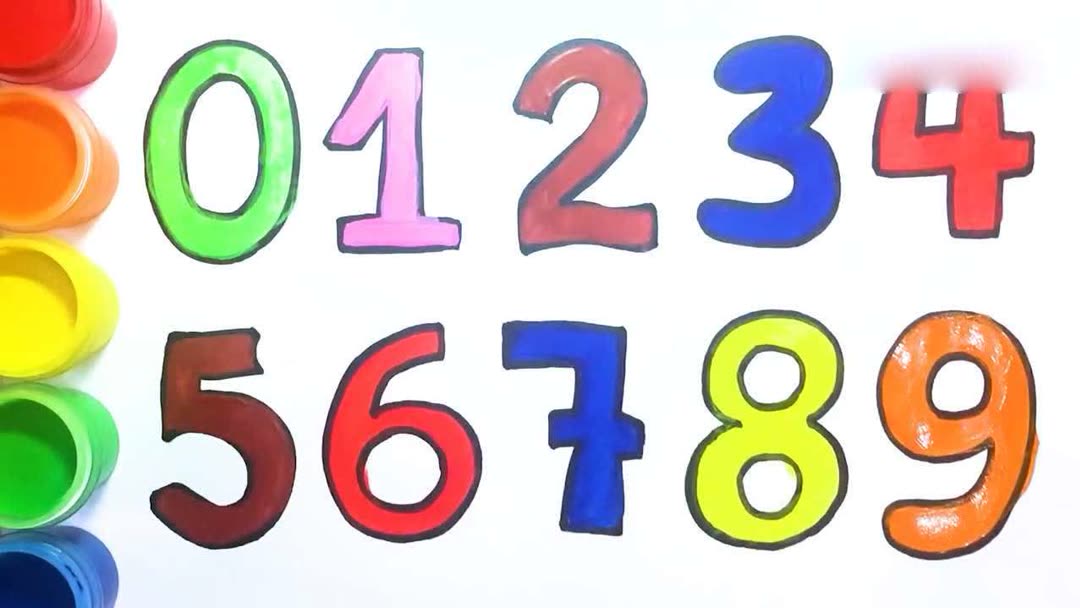 用水彩画五颜六色的数字!