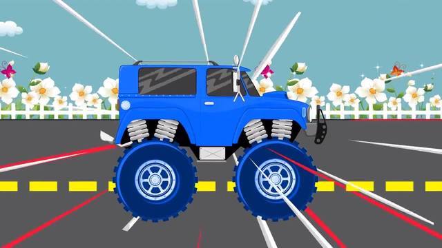 工程车动画,爱变色的越野车,趣味学习颜色