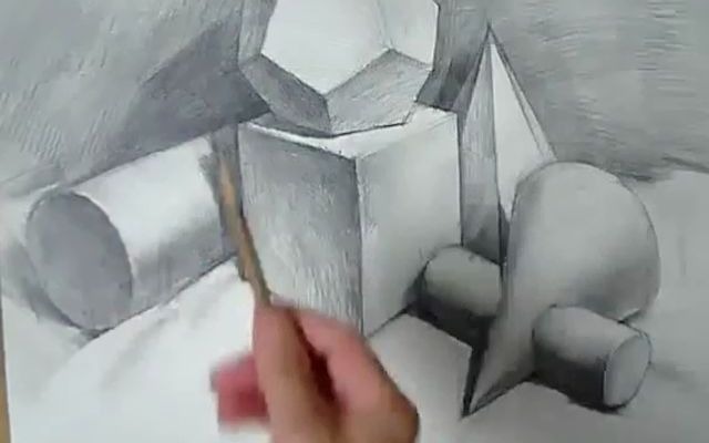 如何画五个几何体的组合第五节