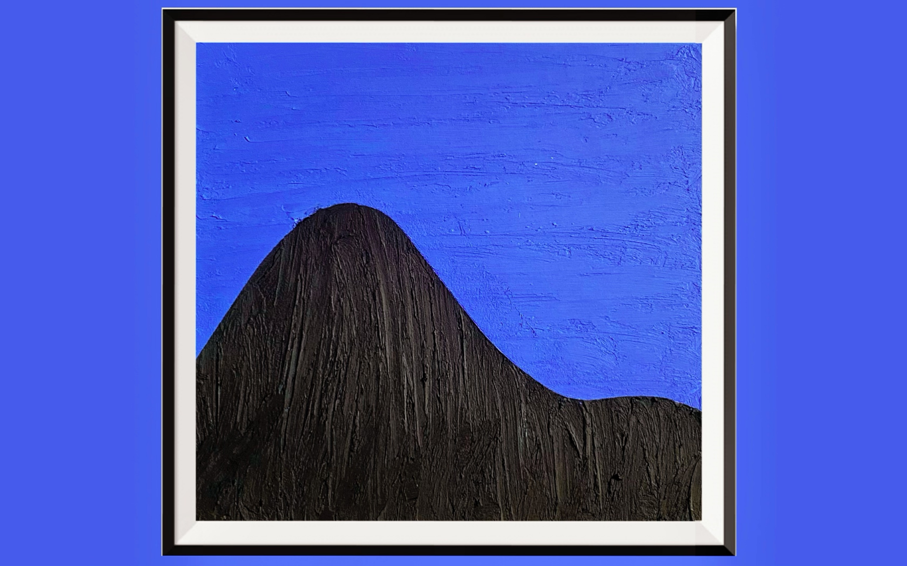 油画棒简约ins风小画,夜幕下的山