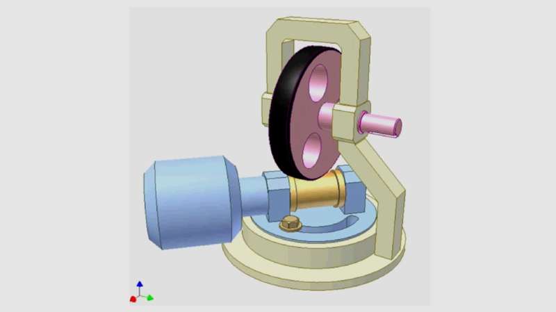 「机械原理动图」摩擦辊变速器机制运行原理-机械设计经典机构