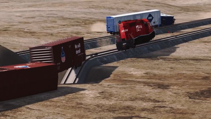 火车vs隆起和坑道对决 撞车模拟器