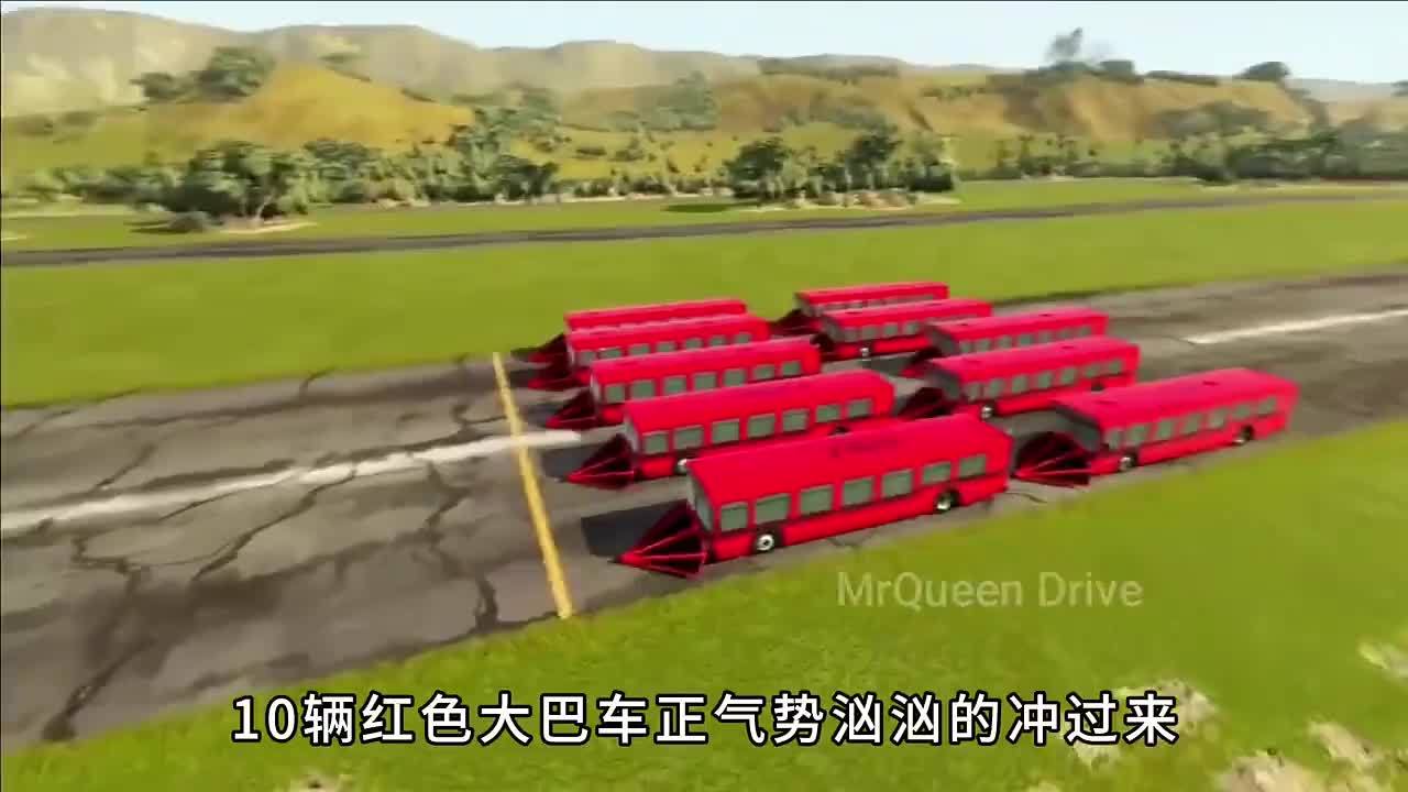 模拟器:骑着锯轮摩托车的蜘蛛侠与各种汽车VS成群结队的大巴车 #...