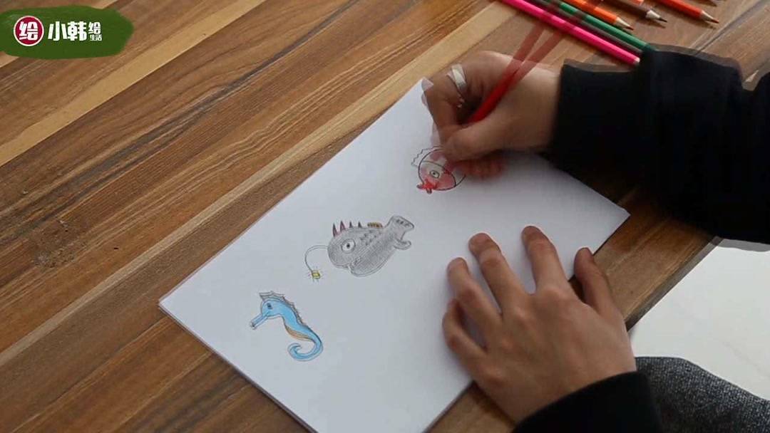彩色铅笔简单教程,教你怎么画小鱼,各种奇怪的小鱼