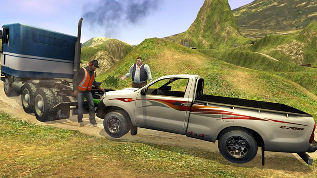 拖拉机救援拖车模拟器 两个卡车合体进行越野挑战